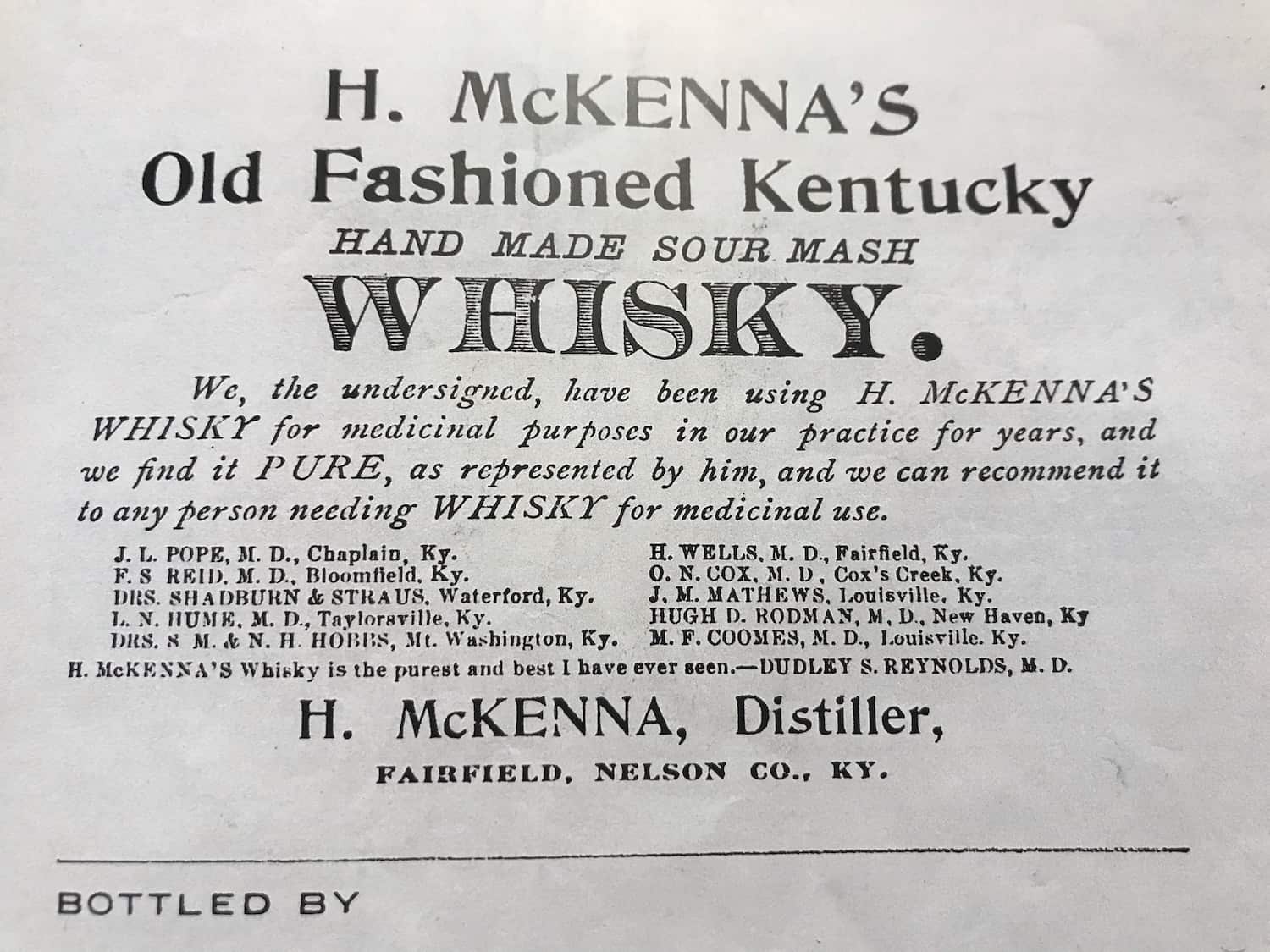 160 years Of H. McKenna Medicinal Whiskey - Kentucky Distillers ...